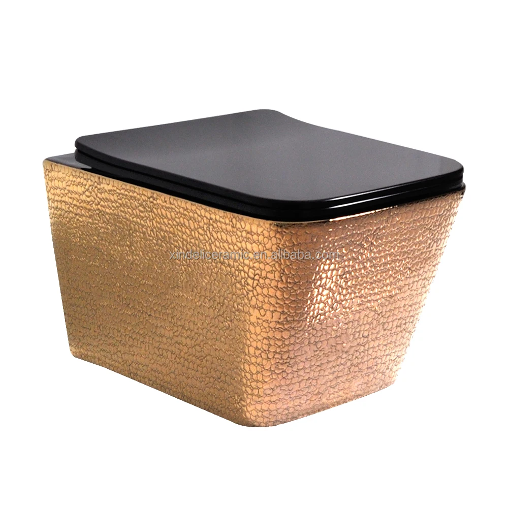 WC Toilet Sanitary Ware - P-Trap Black Rose Gold Wall Hung