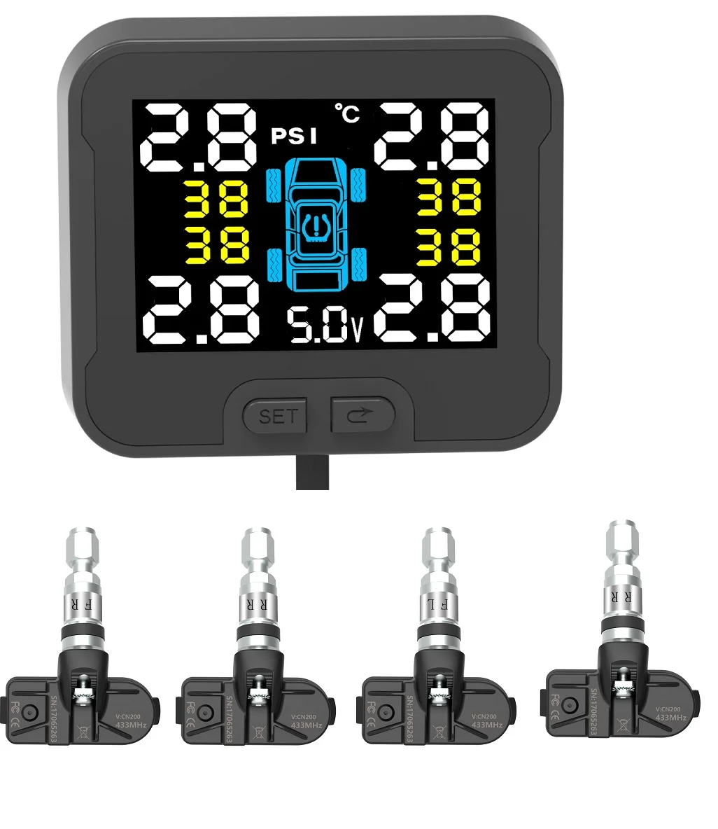 USB Wireless TPMS Tire Pressure Monitoring System Internal Sensor for 4 ...