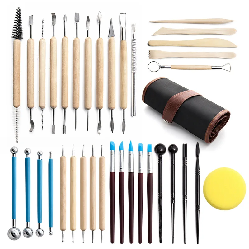 36-piece Pottery Tools Set Dot Drill Pen Soft Clay Carving Knife Auxiliary Texture Indentation ...