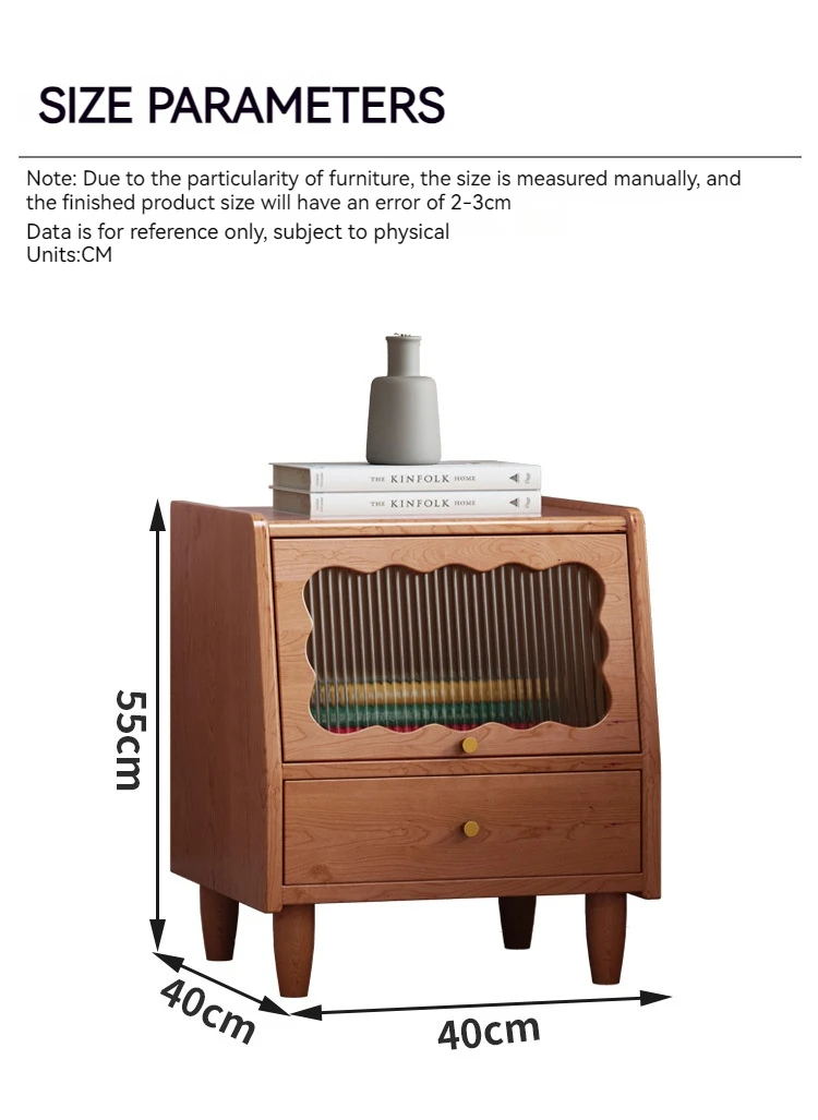 Retro Solid Wood Rainbow Glass Bedside Table Modern Simple Household ...