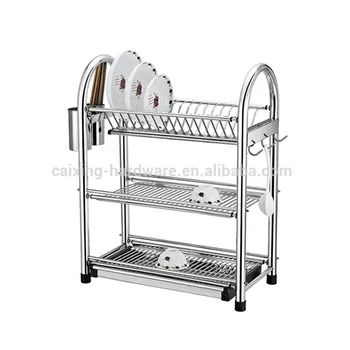 Kitchen 3 Tier Stainless Steel Wall Mounted Dish Drying Rack Plate ...