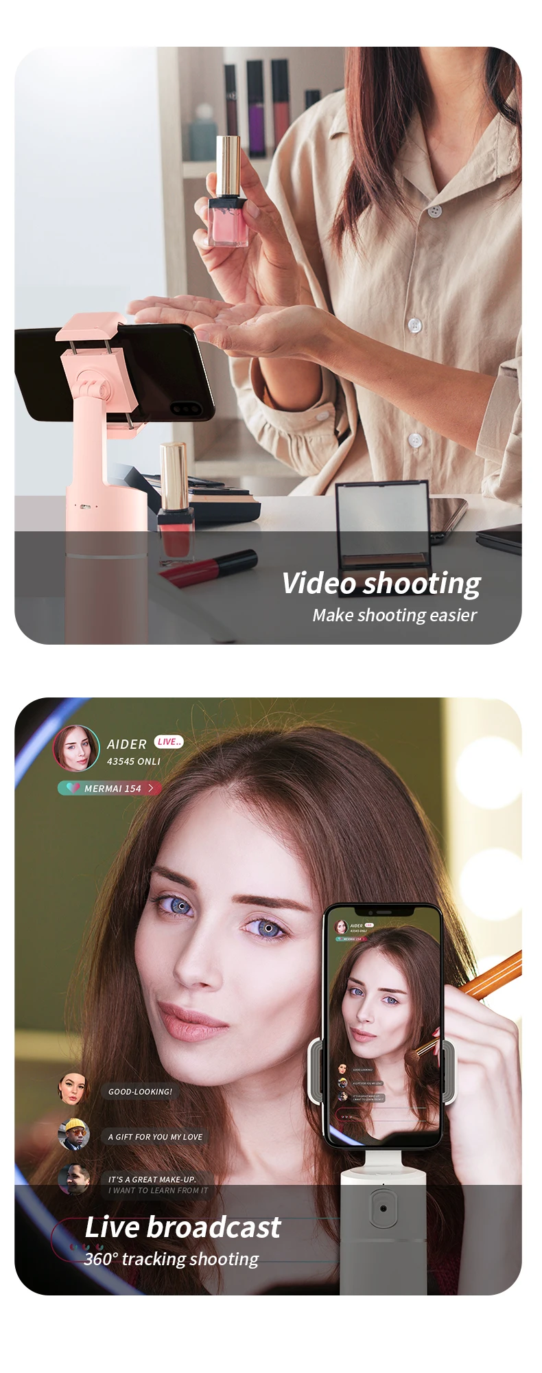 Best Seller Gimbal Stabilizer 360 Rotation Auto Face Tracking Ai ...