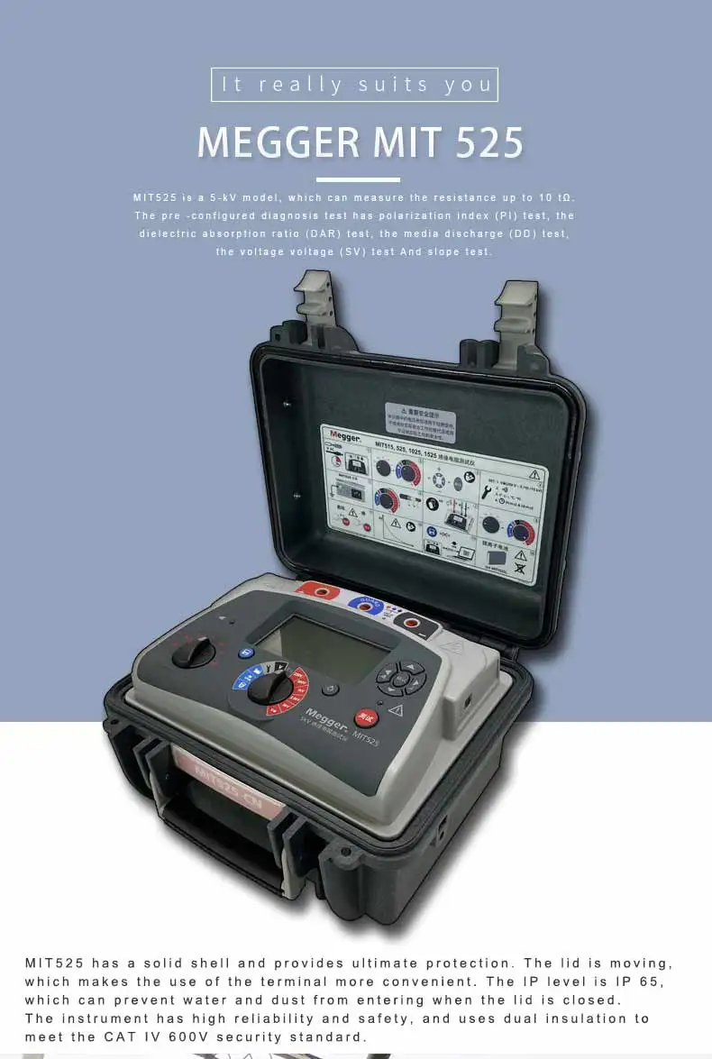 Megger Mit525 High Voltage Insulation Dc Resistance Tester Megger ...