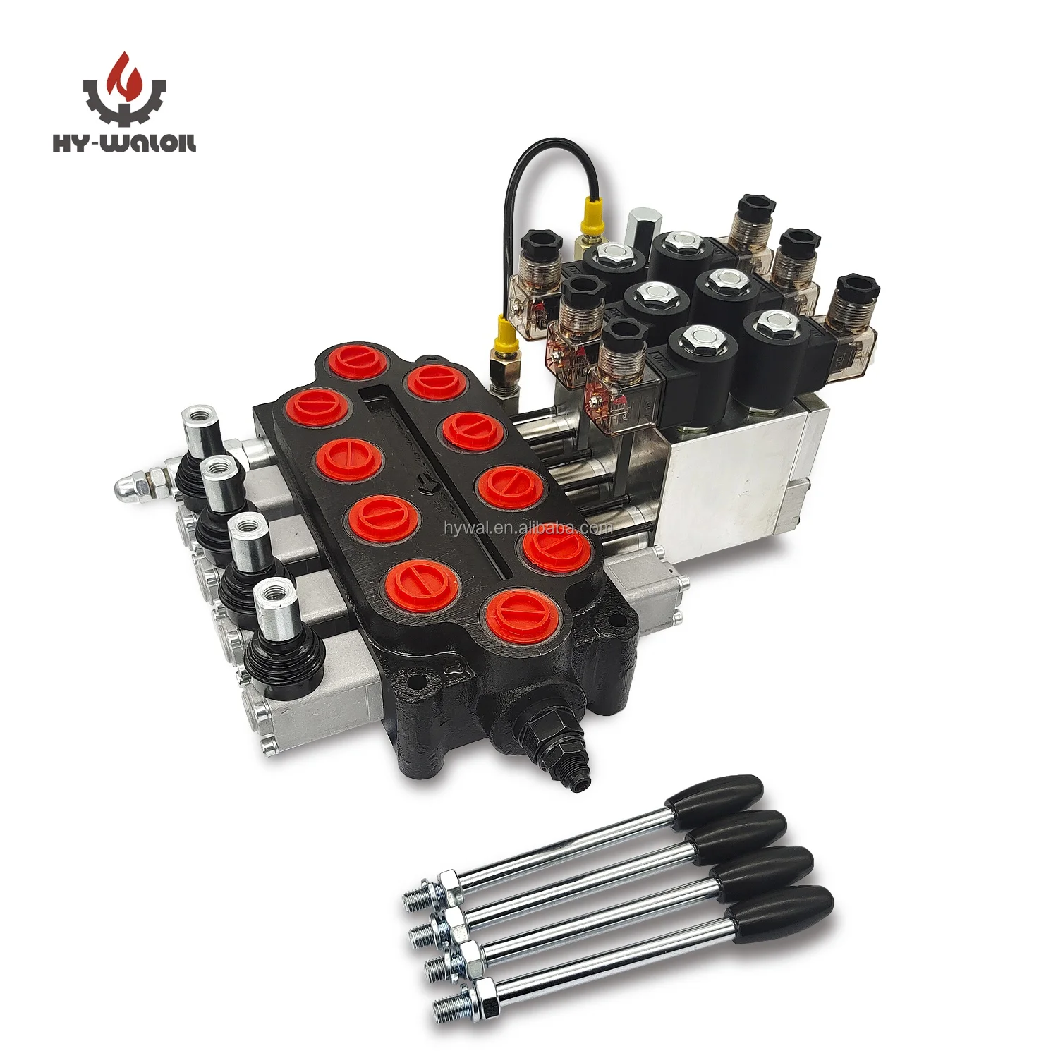 Remote Monoblock Hydraulic Valve Block Flow Regulator 4 Spool Electric ...