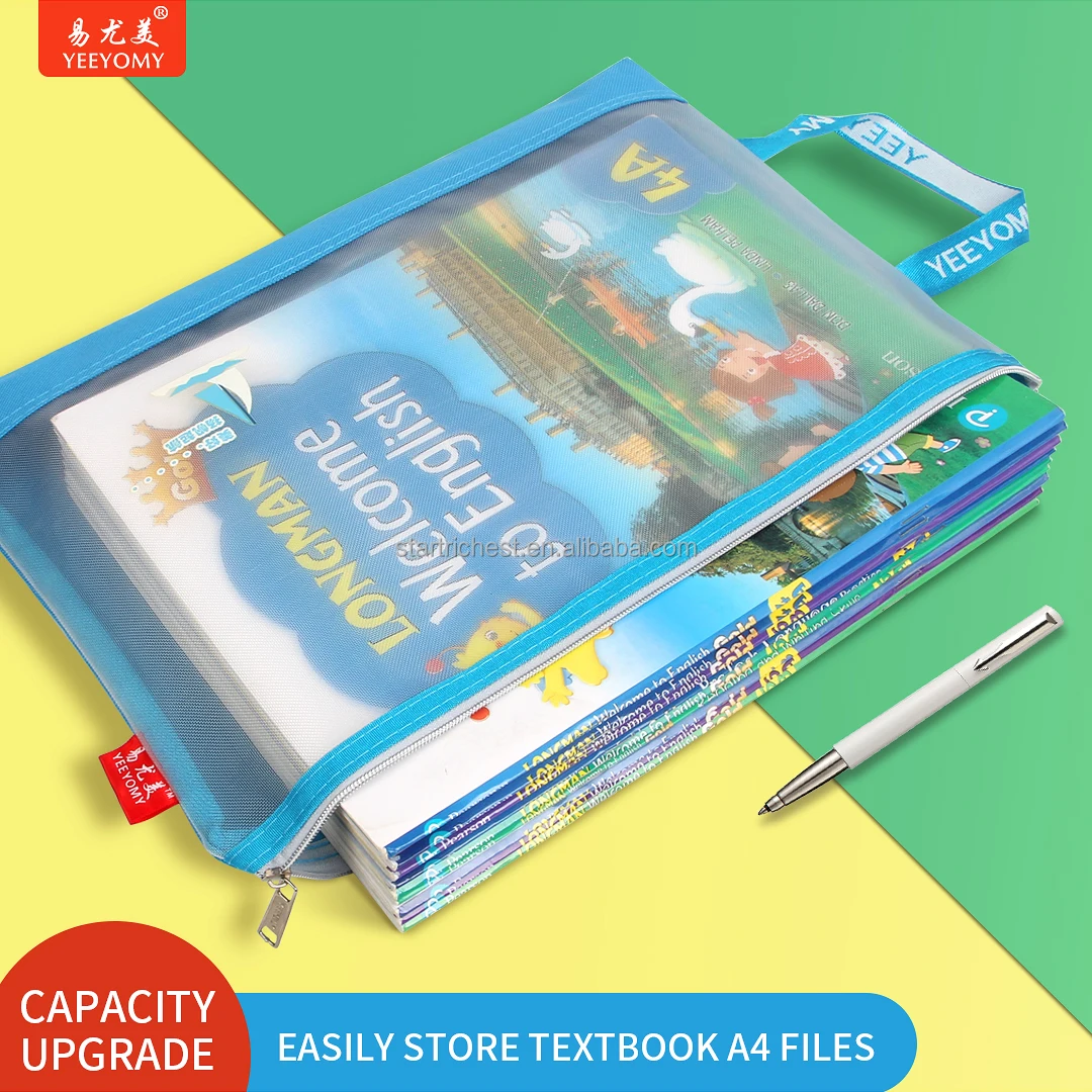 Custom Nylon Mesh Zipper Pouch File Folders Clearly Visible A4 Document ...