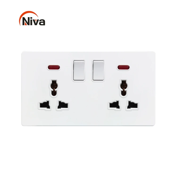 High Quality Electric Sockets And Switch Double 3 Pin Mf Socket With 1 ...