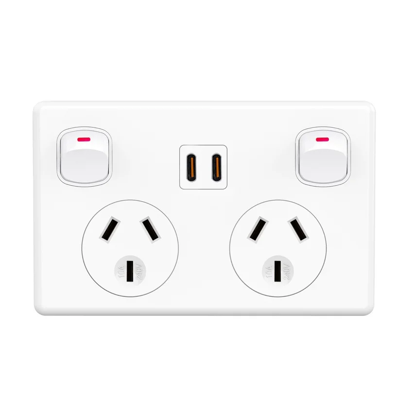 AU/NZ SAA Approved Double Pole 10A 3 Pin Power Light Switch Double ...