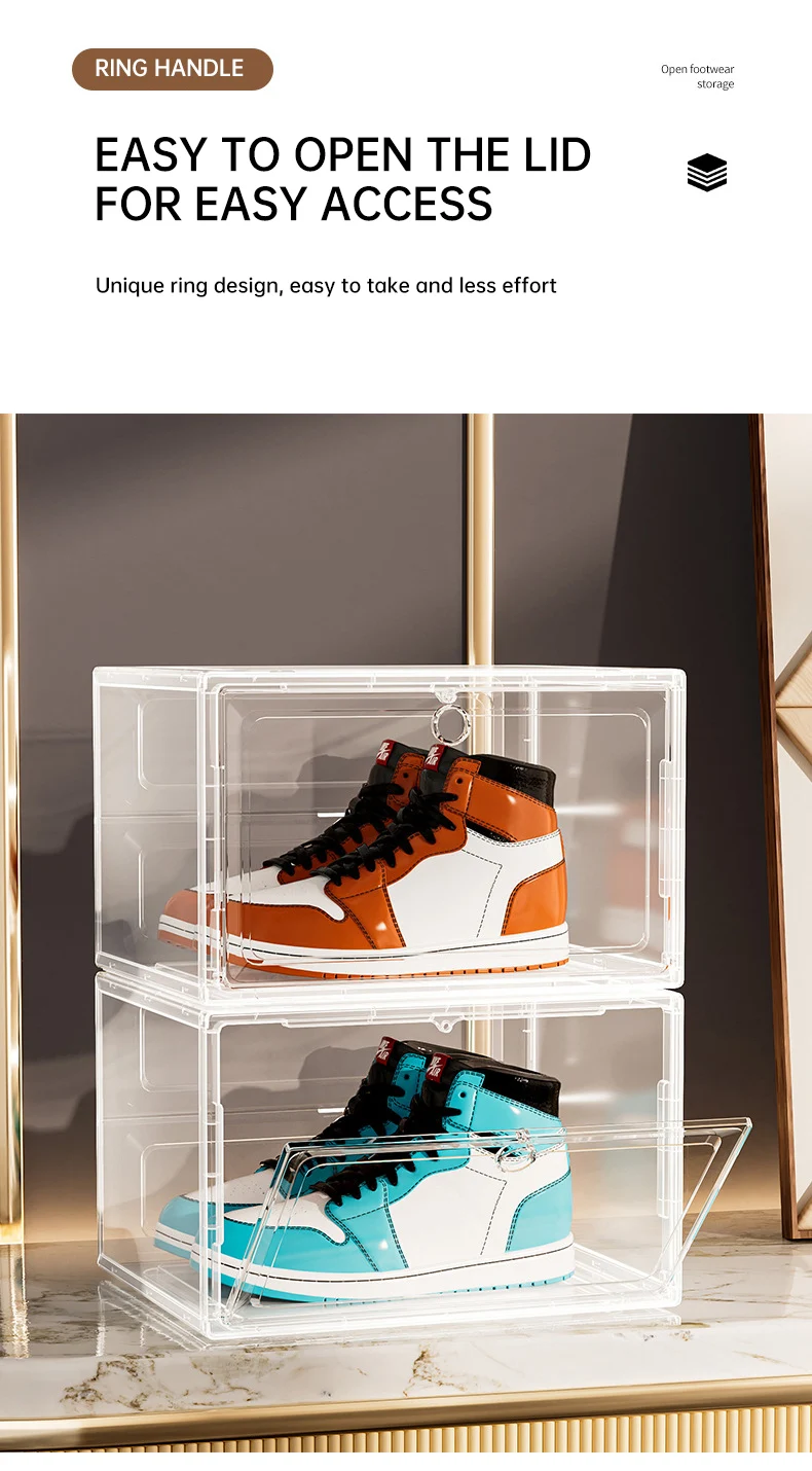 Transparent PET Storage Boxes for Shoes - Stackable & Foldable