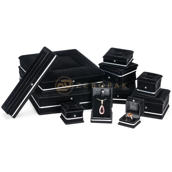Zebo Wholesale Price Quality Jewelry Box Fashion Flocking Black ...