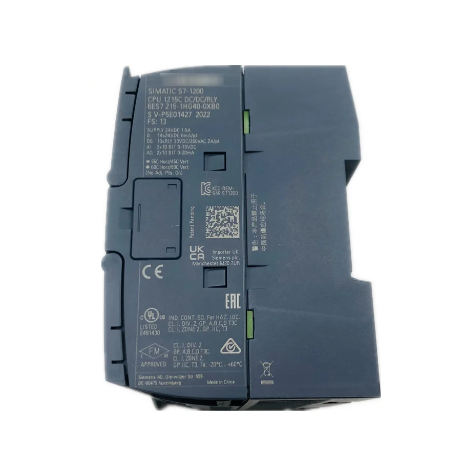 Siemens Simatic S7-1200 Cpu 1215c Dc/dc/relay 6es7215-1hg40-0xb0 Plc ...