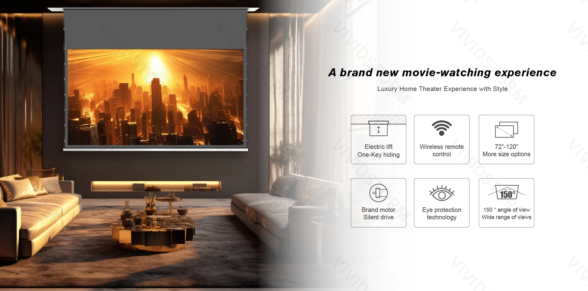 Vividstorm 120inch Phantom Recessed In-ceiling Electric Siri Enabled ...