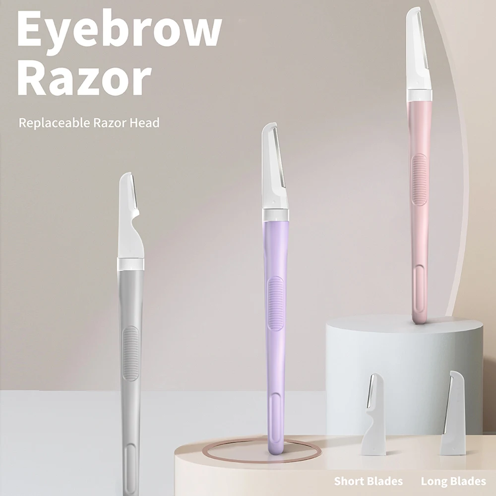 Eyebrow Razor Women Facial razor with Refills Metal Handle Eyebrow ...