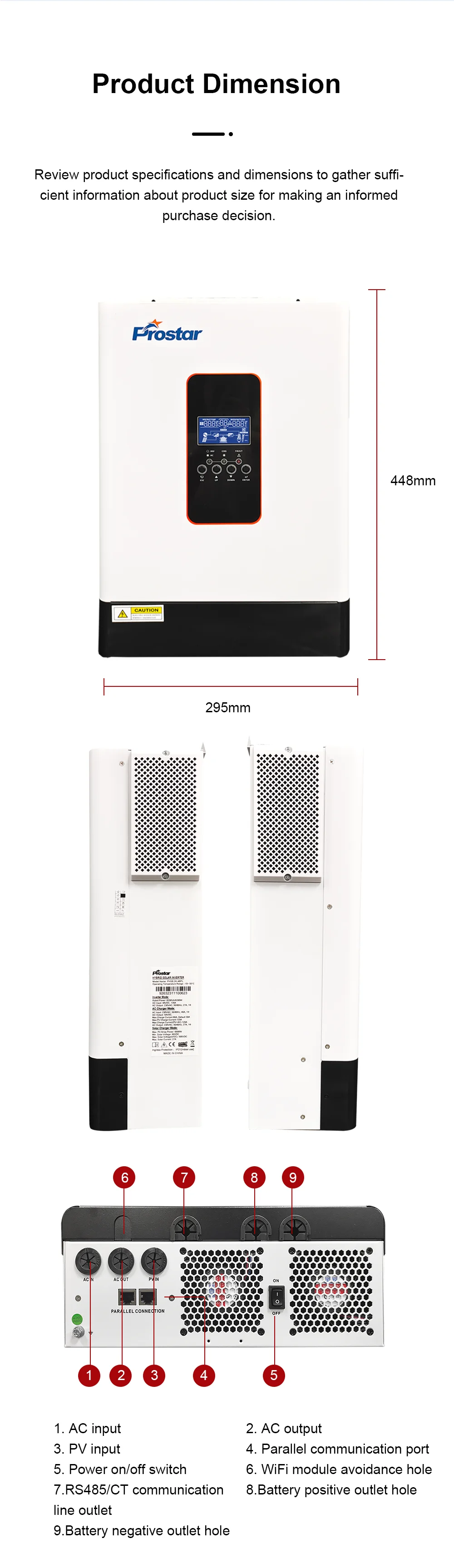 Prostar PIM5.5K-48PL - 5.5KW off Grid Hybrid Solar Inverter