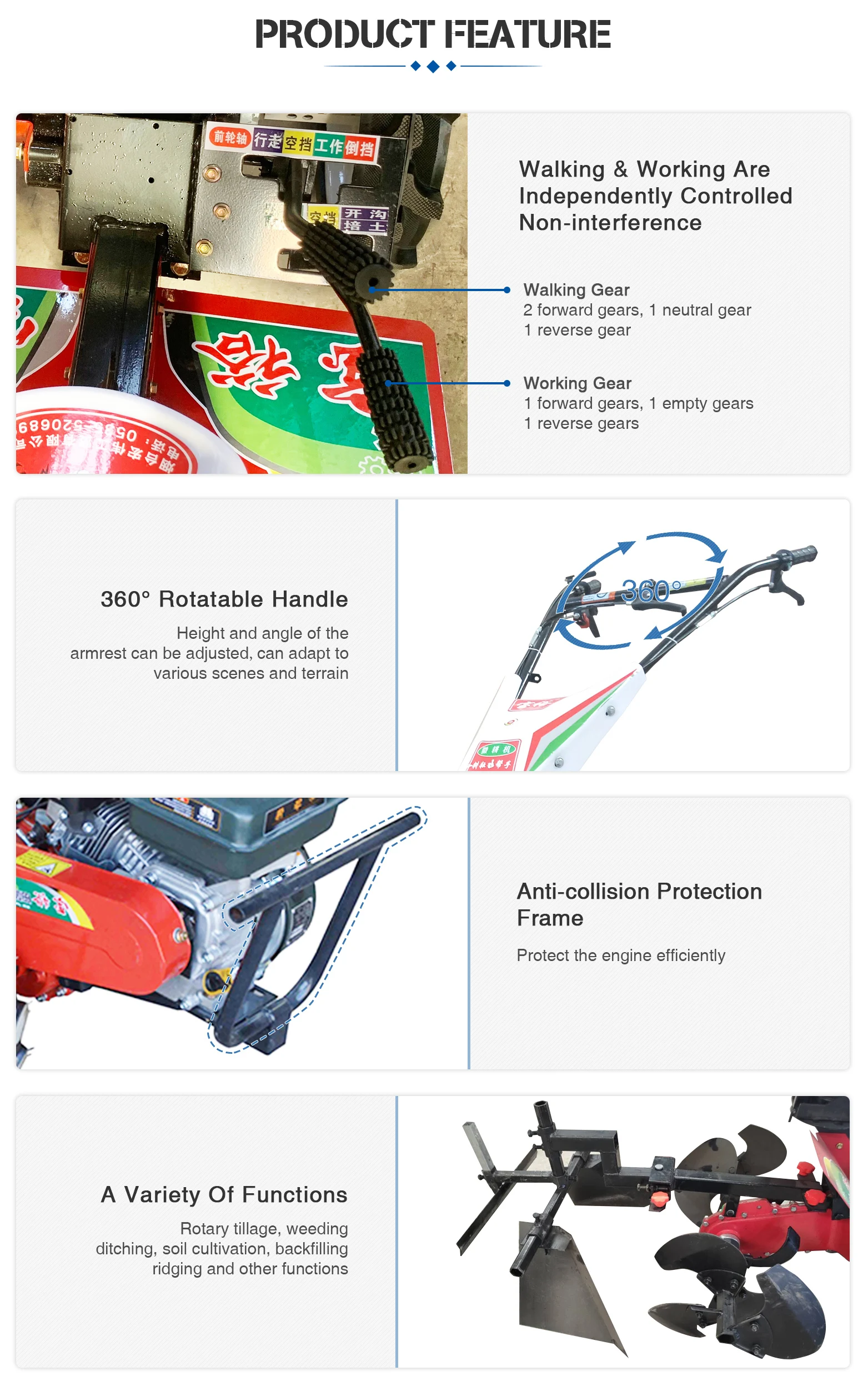 Small Agricultural Farming Machine Mini Tiller With Different Blades ...