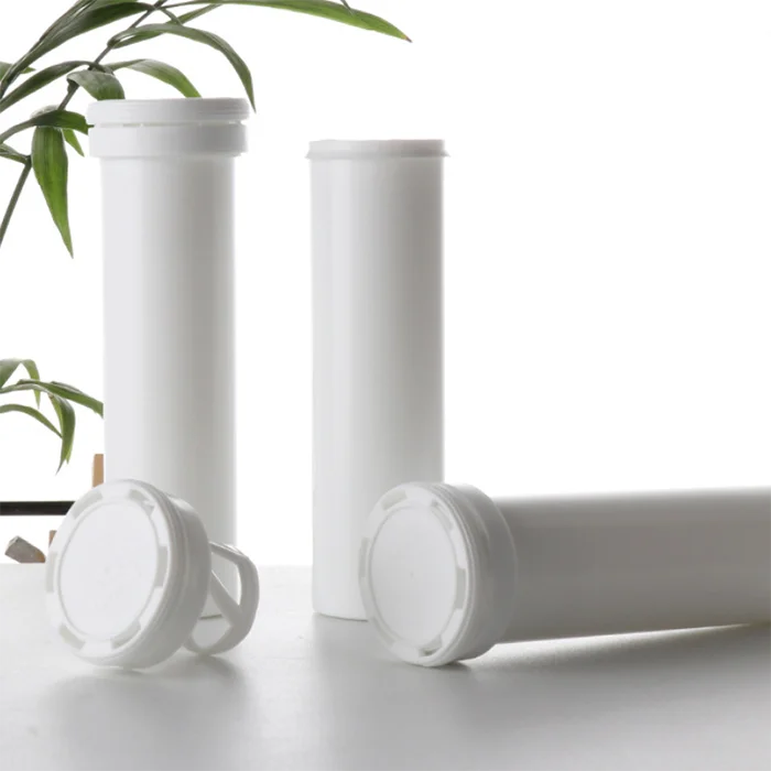 White Long Effervescent Tablet Tube With Desiccant Stopper For Vitamin ...