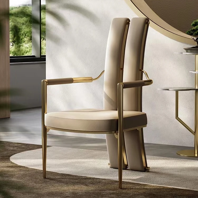 Designer Luxury Gold Frame Armchair Master Chair Modern Dining Chair ...
