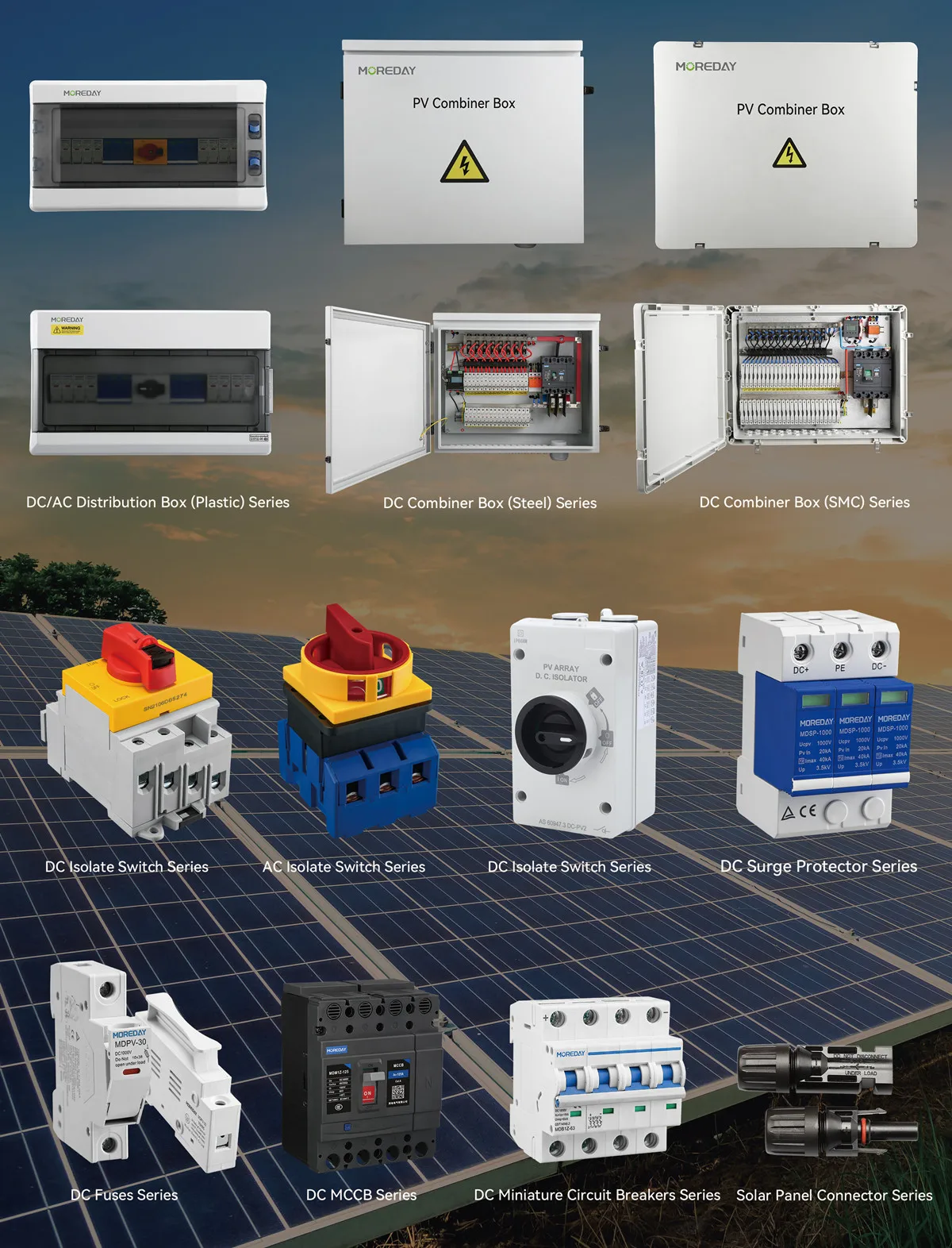 MOREDAY IP65 Waterproof Solar Combiner Box - Reliable Performance