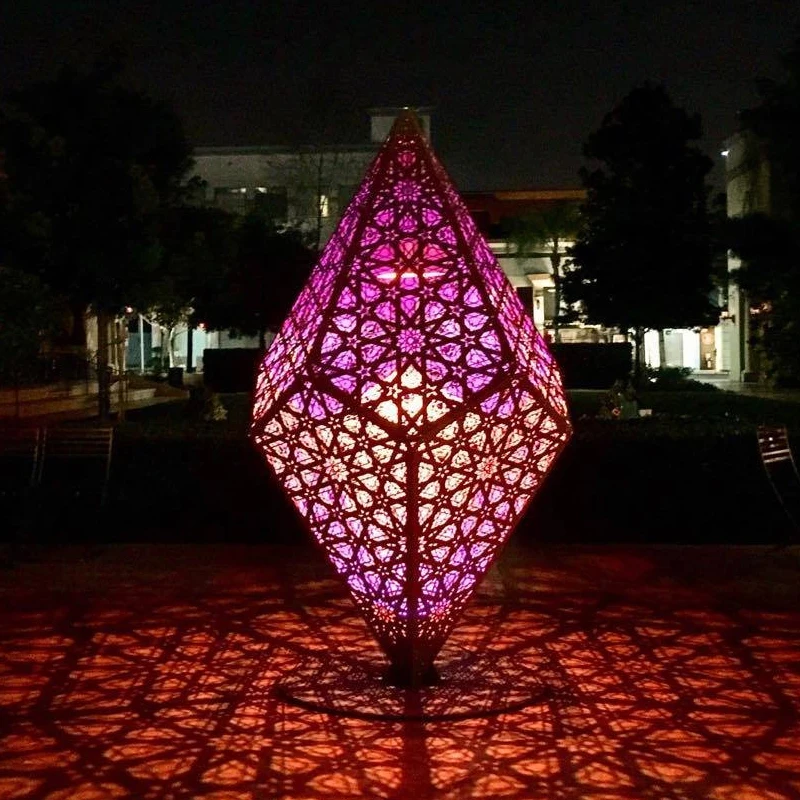Outdoor Stainless Steel Rubik's Cube Sculpture Garden Light For Park ...