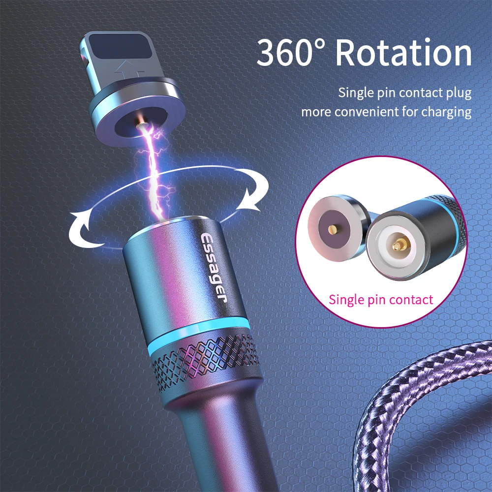 Essager 3 In 1 Magnetic Cable For Iphone Xiaomi Android Usb Type C ...