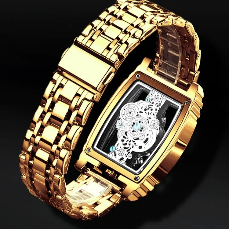 Alibaba.com: 18 Gold Stainless Steel, Square Luxury Frame, Quartz Men's ...