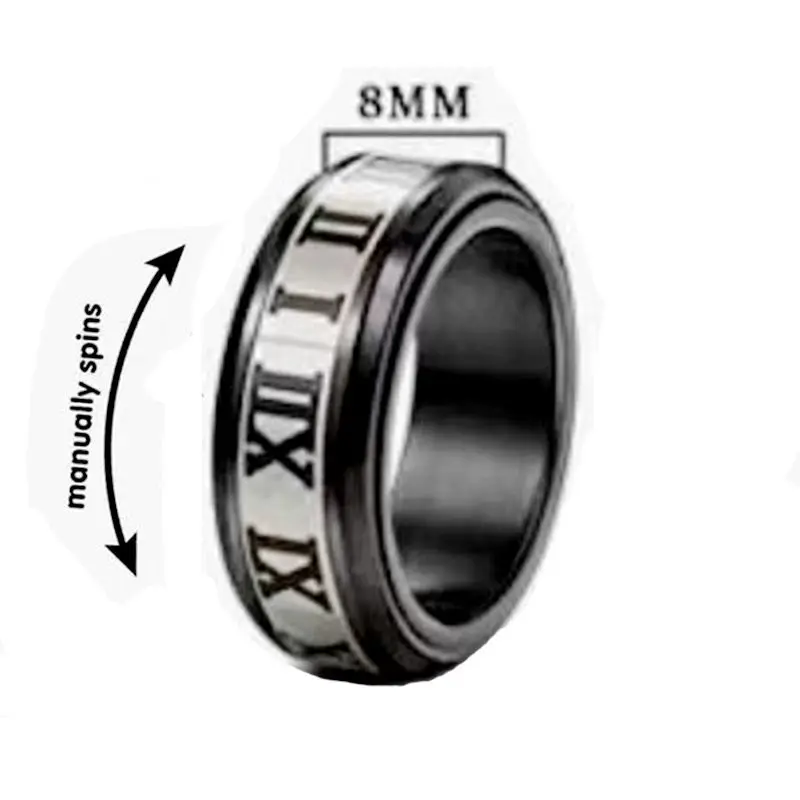 Titanium Steel Turning Ring For Men Hip Hop Rotatable Ring Stainless ...