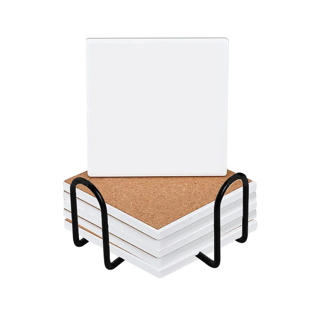 Dye Sublimation Custom Ceramic Car Coasters with Cork Base