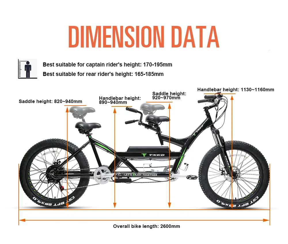 TXED 48V Electric Bicycle - Tandem Ride for City Commuting