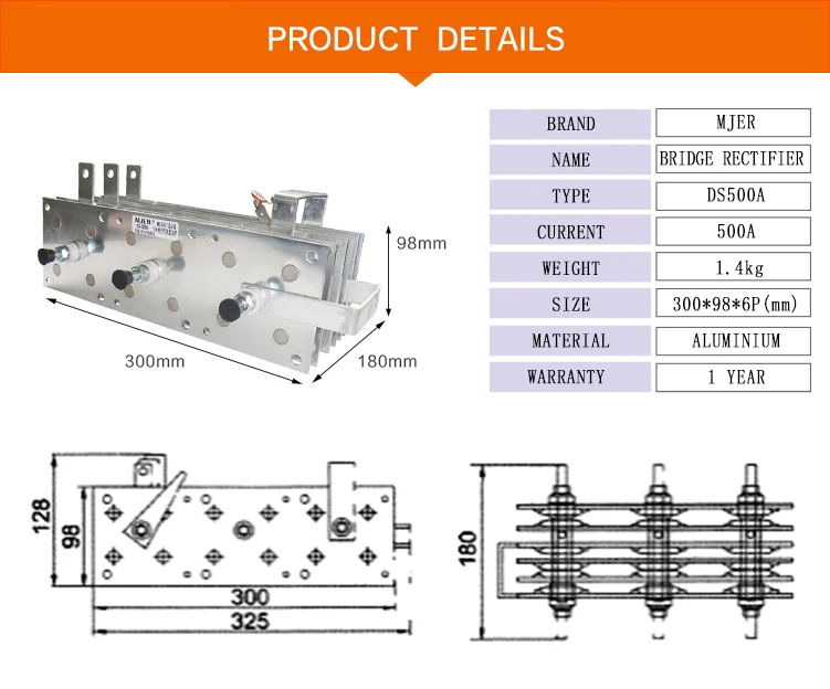 3 Phase Diode Welder Bridge Rectifier 300*98*6p Ds 600a Usd Nbc-ds600a ...