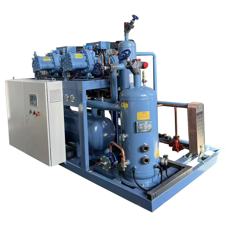 100HP 200HP Parallel Condensing Unit Ice Block Cooling System Freezer ...