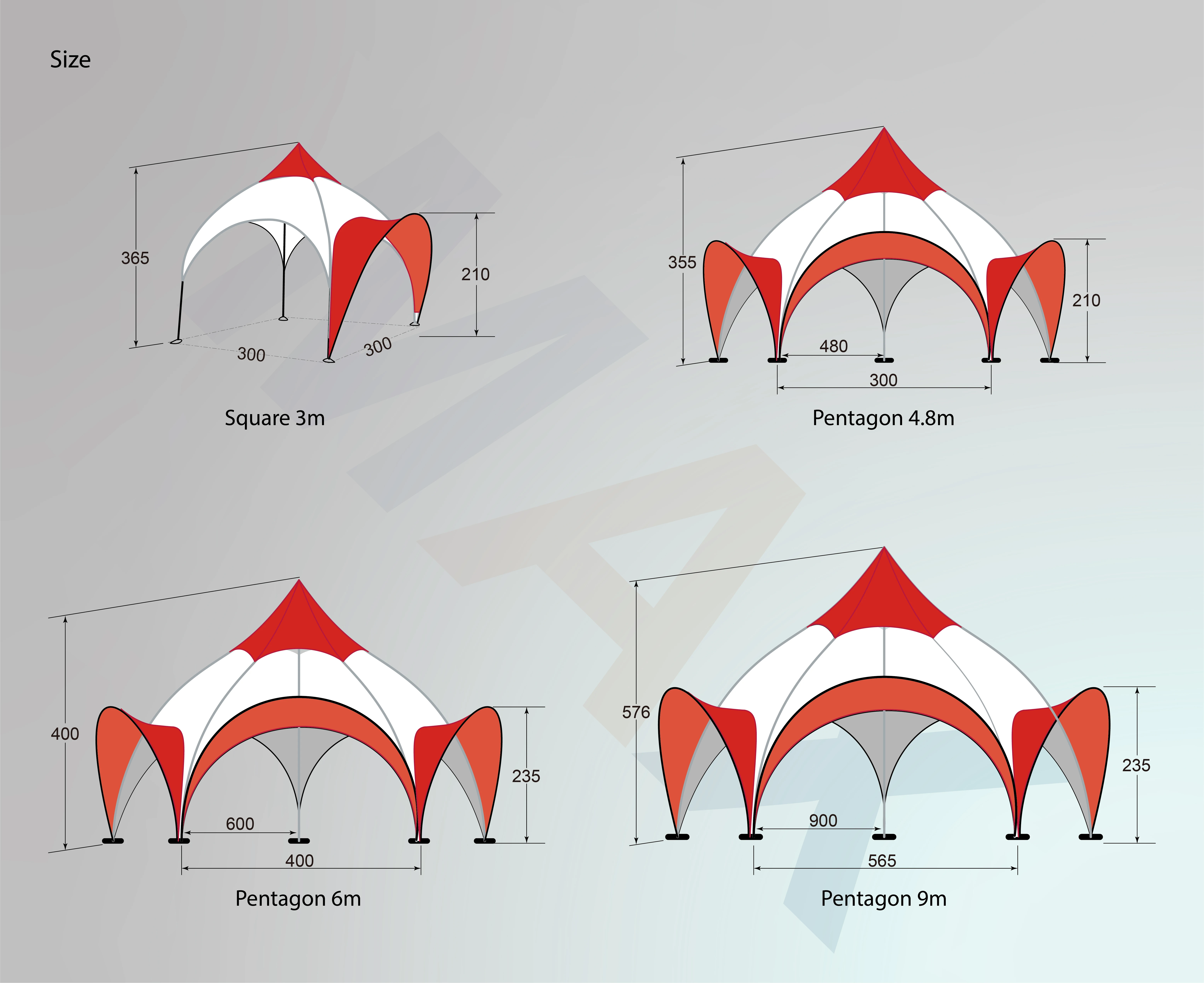 2 Room Pentagonal Dome Tent - Custom Printed Advertising Gazebo