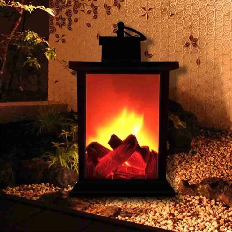 Customized Fireplace Lantern - Battery & USB Operated