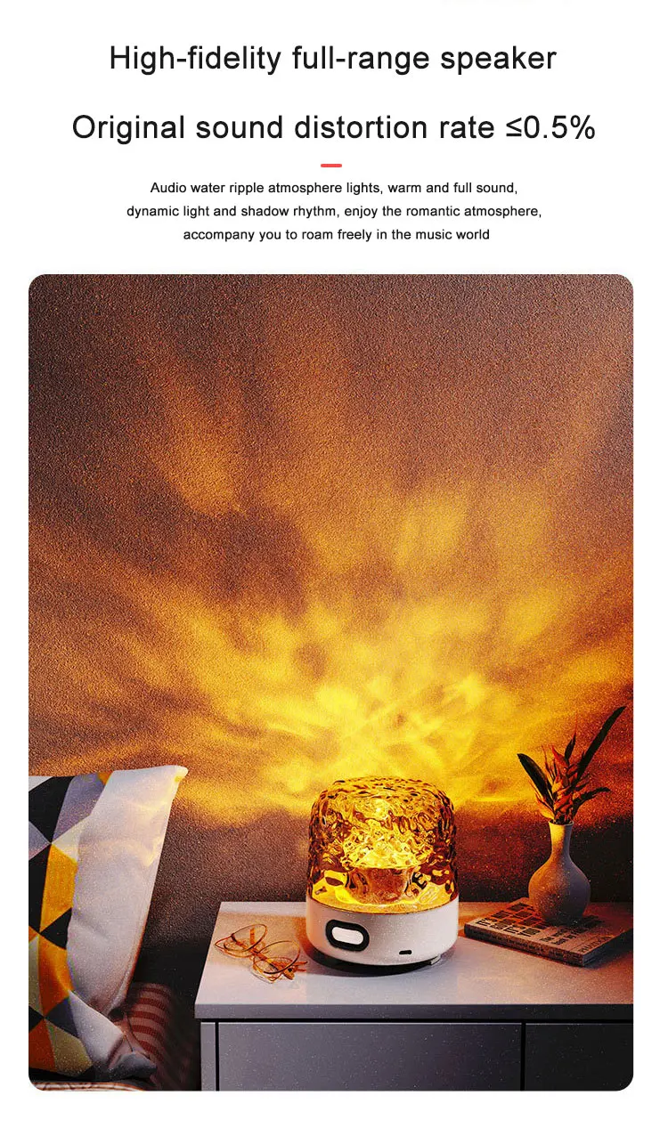 16 Color Changing Crystal Table Lamp Dynamic Rotating Water Ripple ...