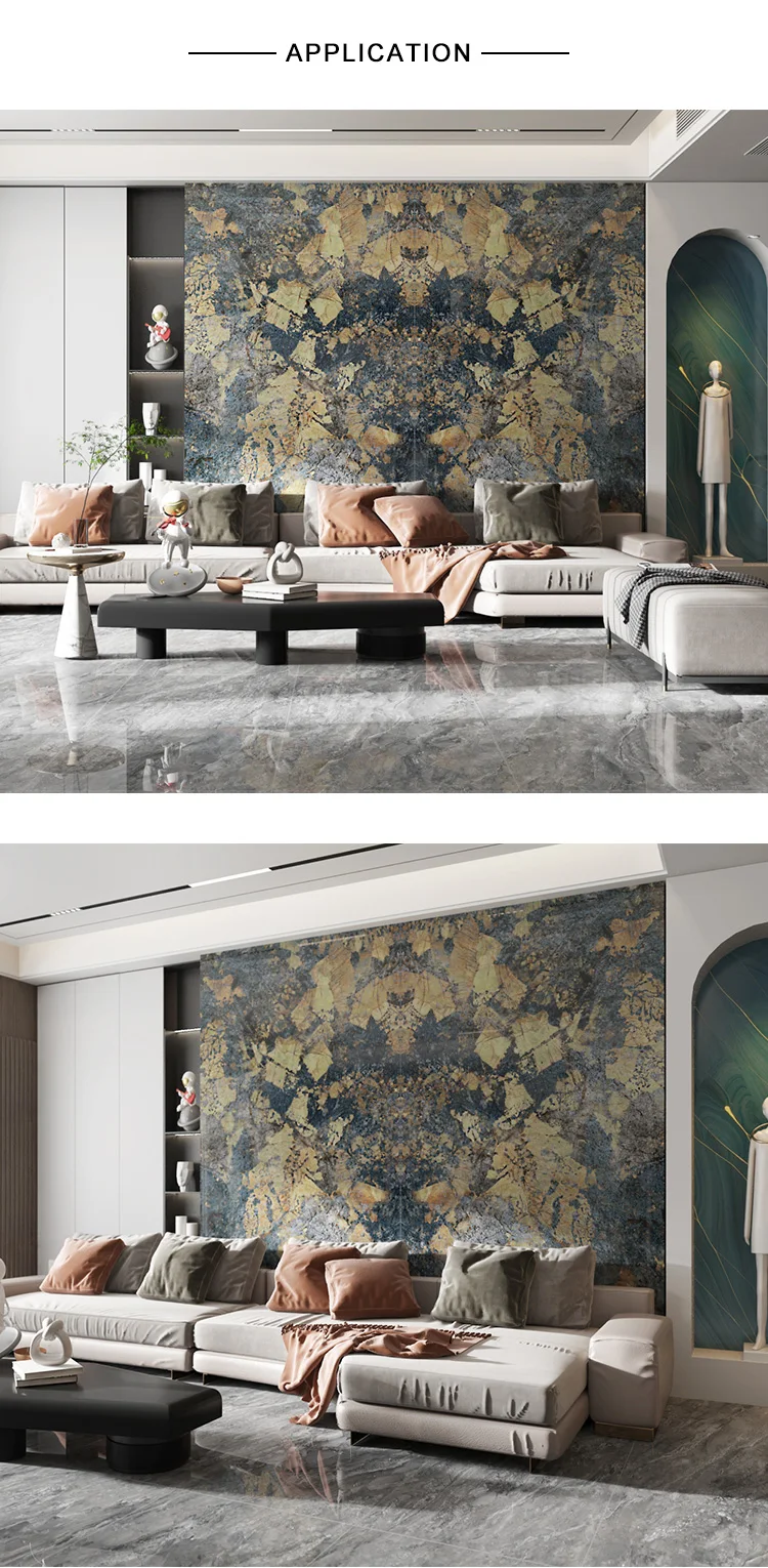 1600x3200 Green Forrest Marble Design Mirror Pattern Sintered Stone Big ...