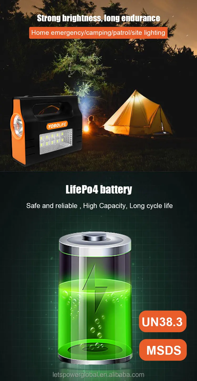Outdoor Solar Portable System LiFePO4 Battery Storage Solar Energy Kit ...