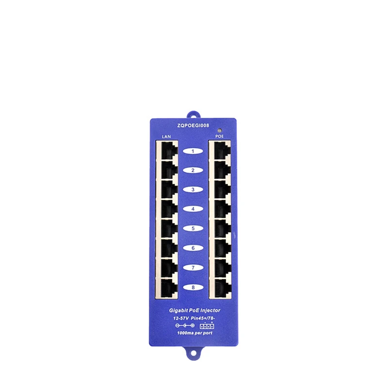 24v 48v 8 Port Passive Gigabit Poe Midspan Injector For Camera Ap ...