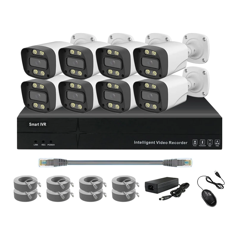 4k Poe Nvr Kit Audio Outdoor Waterproof Poe Ip Camera Security System ...