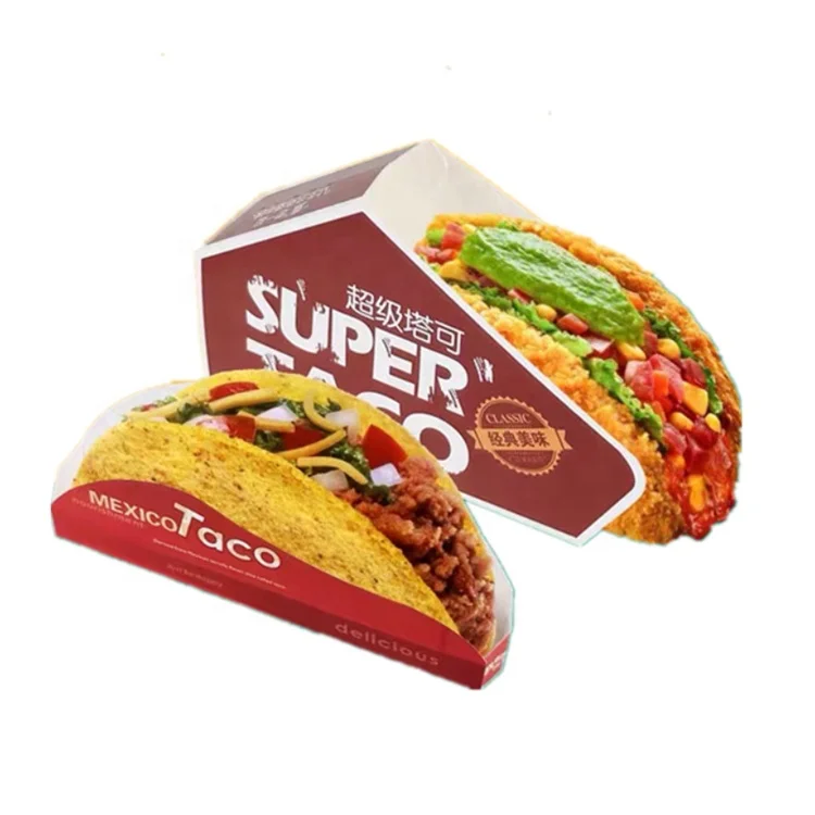 Restaurant Togo Takeout Cardboard Food Boxes Big Tacos Packaging Holder ...