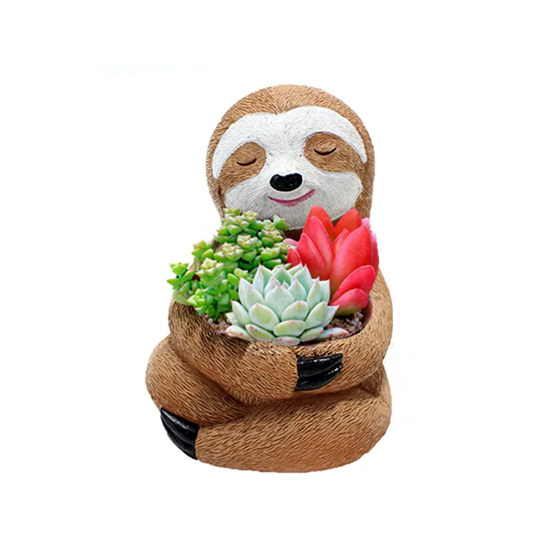 Cute Sloth Design Resin Flower Pot Indoor Outdoor Decorative Animal Pot ...