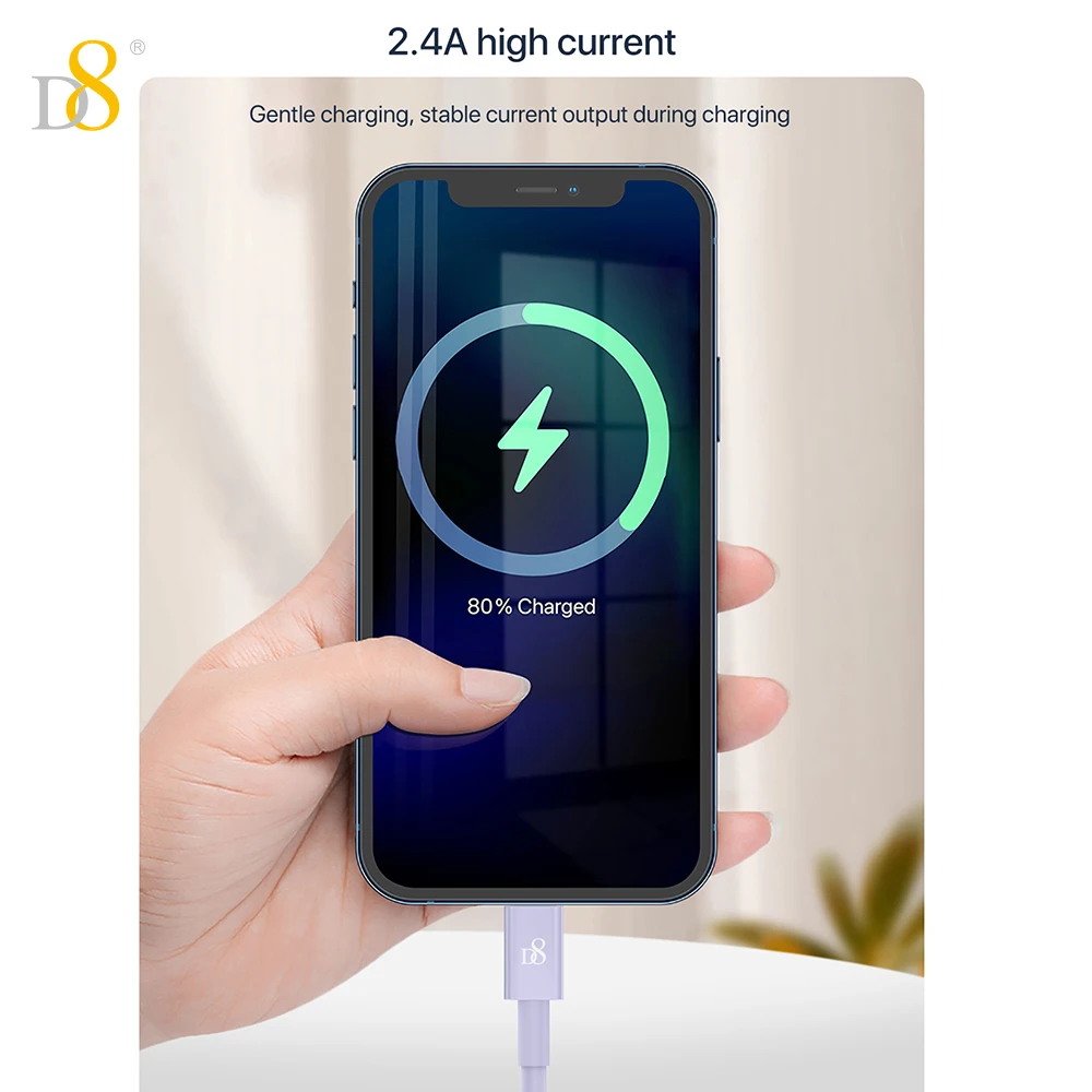 D8 Usb A To Lightn Cable 2.4a Fast Charging Qc Quick Charge [mfi ...