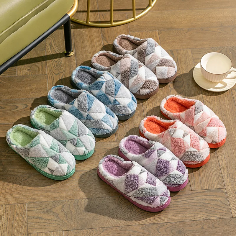Soft Fleece Warm Women Slippers For Indoor Home Mix Color Winter Women ...
