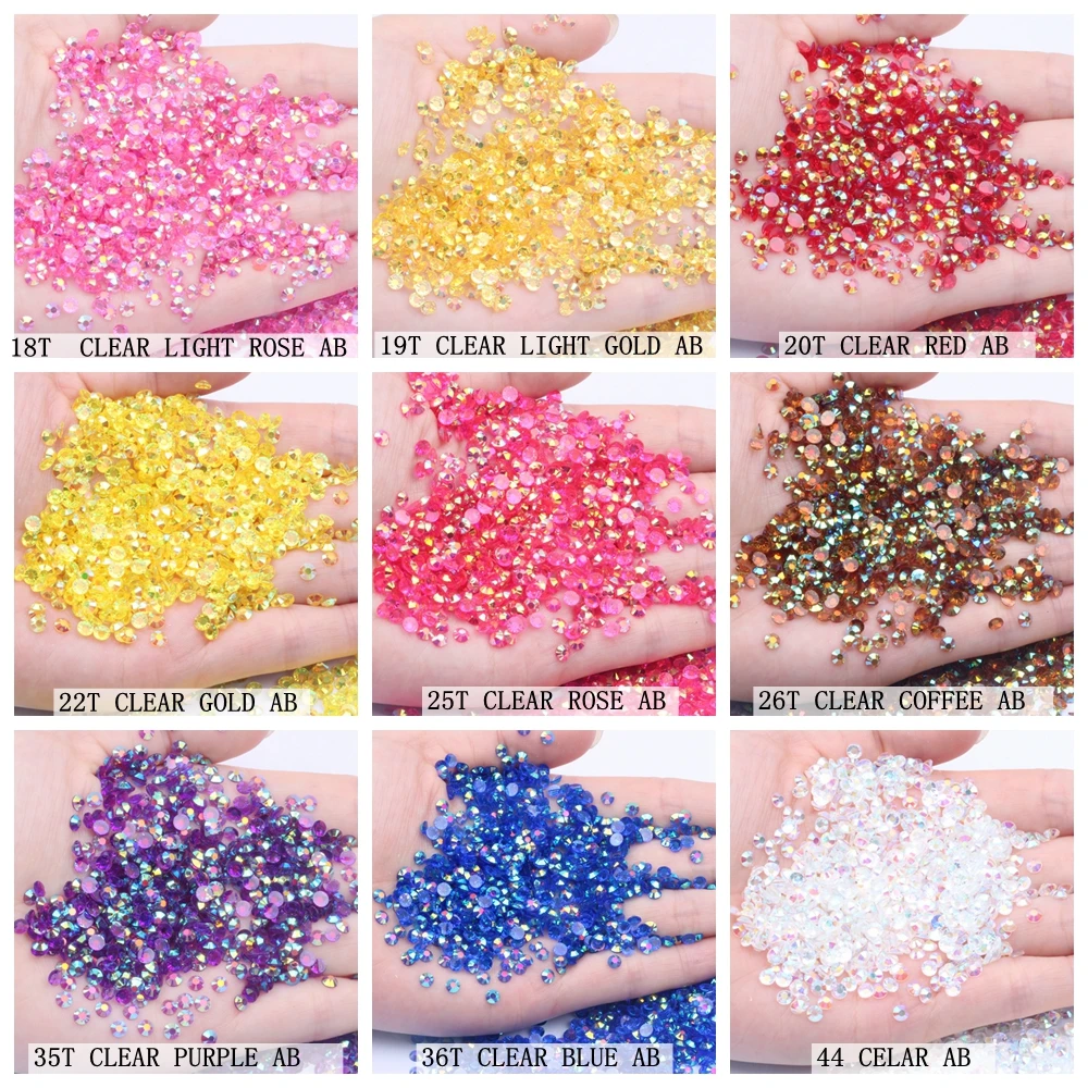 Clear AB Jelly AB Colors 50000pcs 4mm 3D Nail Gems Flatback Round Glue ...