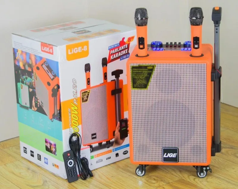8 Inch Woodiness Bass Trolley with Karaoke Party Speaker