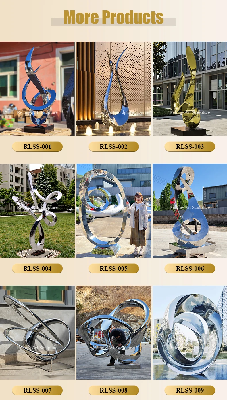 RELONG Outdoor Park Decoration Large Polished Stainless Steel Beans ...