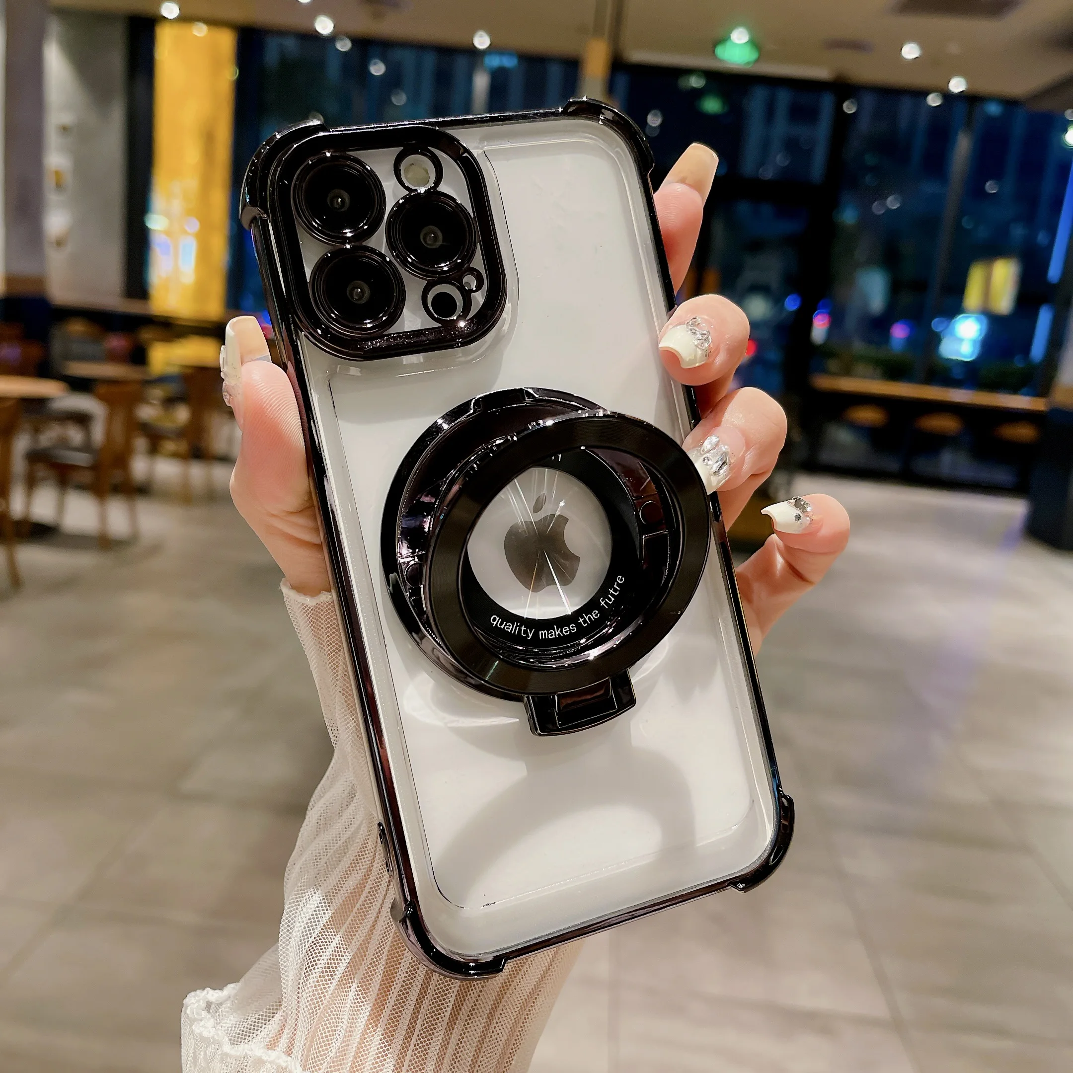 For Magsafe Sparkling Diamond Magnetic Bracket Soft Gel Tpu Phone Case ...