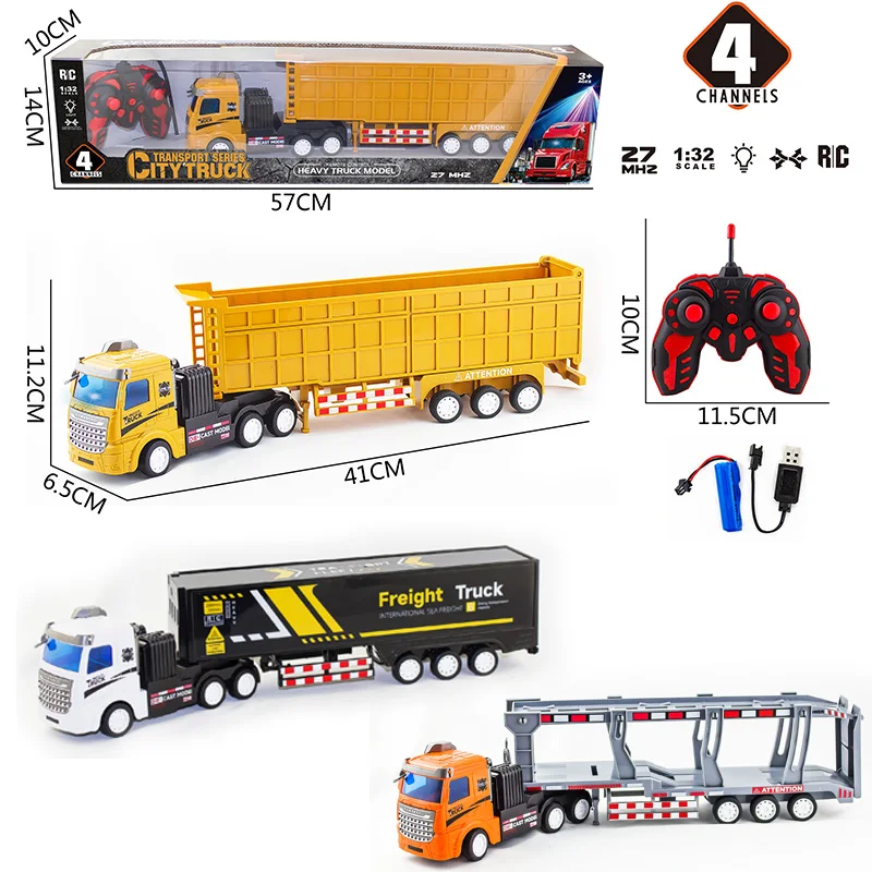 Rc Dump Truck With Trailer 1:32 Mini Semi Truck Toy Remote Control Car ...