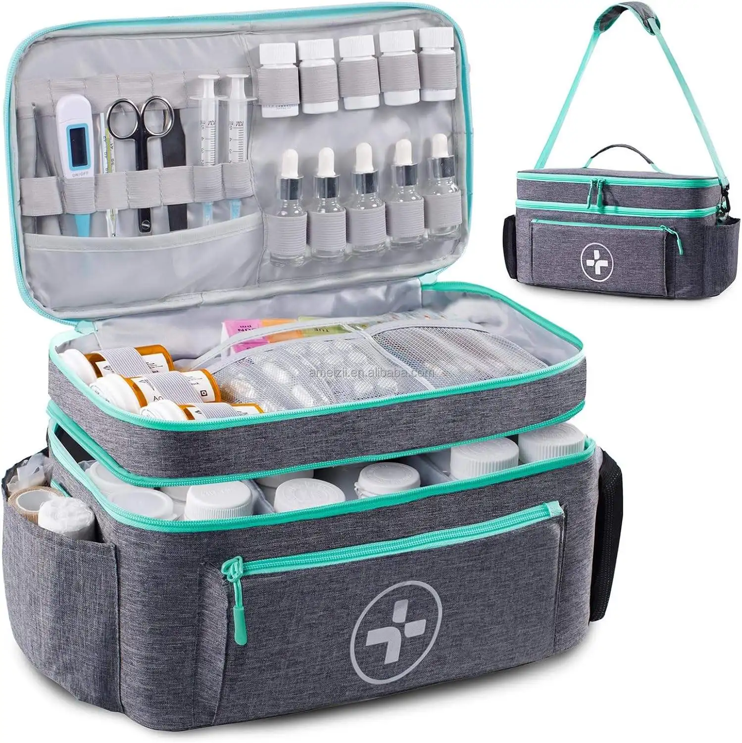 Polyester Medical Bag With Pocket And Medicine Bottle Holder Portable ...