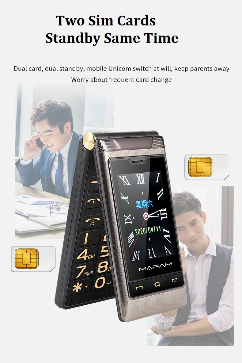 2023 Dual-Screen Flip Phone with 5900mah Battery - Mafam F10