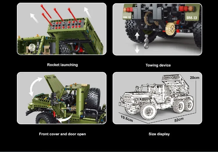 Technical Car Katyusha Rocket Launcher T4011 Remote Control Moter Power ...