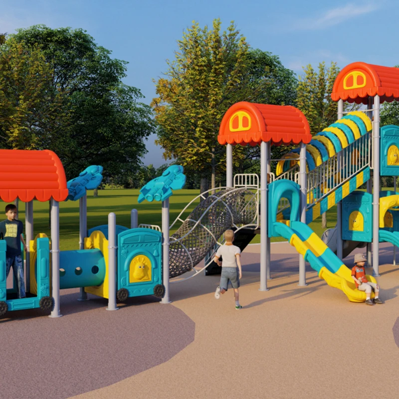 Park School Train Series Amusement Park Round Slides Custom Outdoor ...
