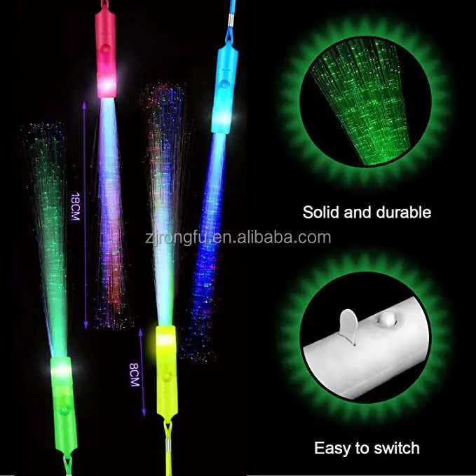 Fiber Optic Wand Glow Fiber Wands Flashing Led 7 Light Fairy Stick Toy ...